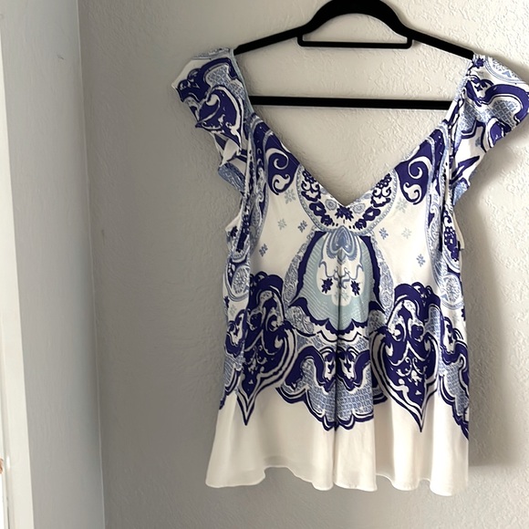 Maeve | Tops | Maeve Blues And White Top | Poshmark